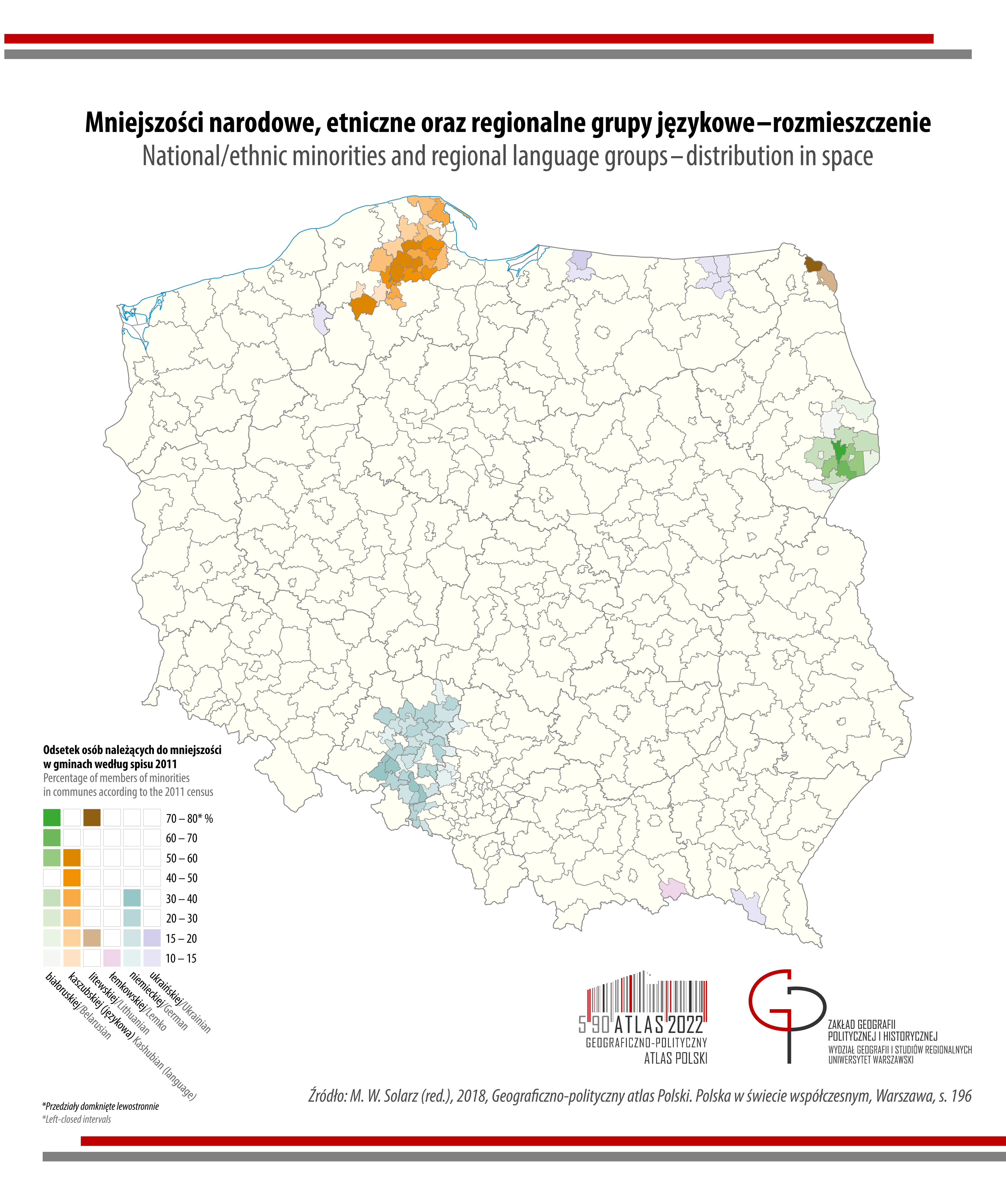 MAPA TYGODNIA: mniejszości w Polsce - Geograficzno-polityczny atlas Polski.